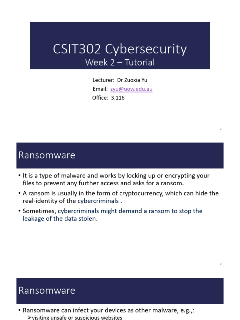 Week2 Tutorial | PDF | Ransomware | Malware