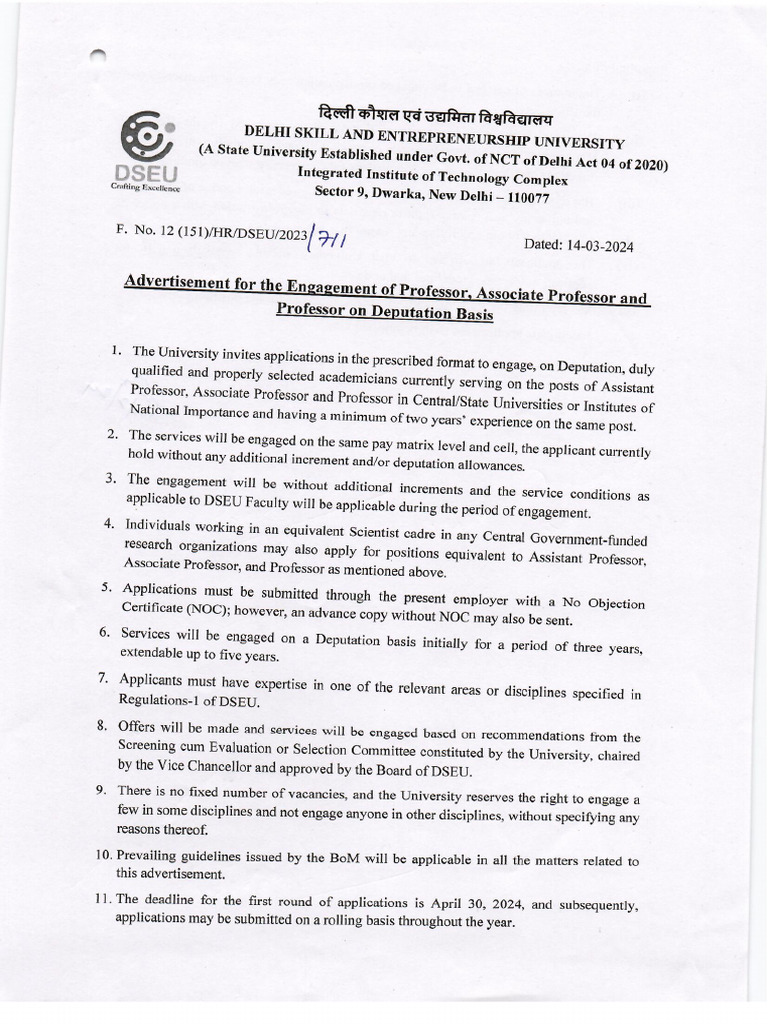 Advt-Teaching Deputation | PDF | Engineering