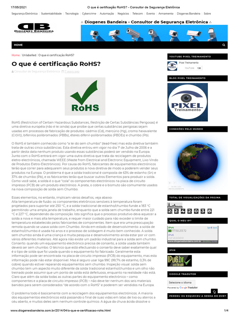 O Que É Certificação RoHS - Consultor de Segurança Eletrônica | PDF ...