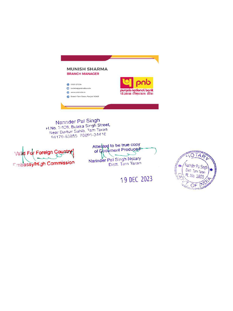 bank visiting card | PDF
