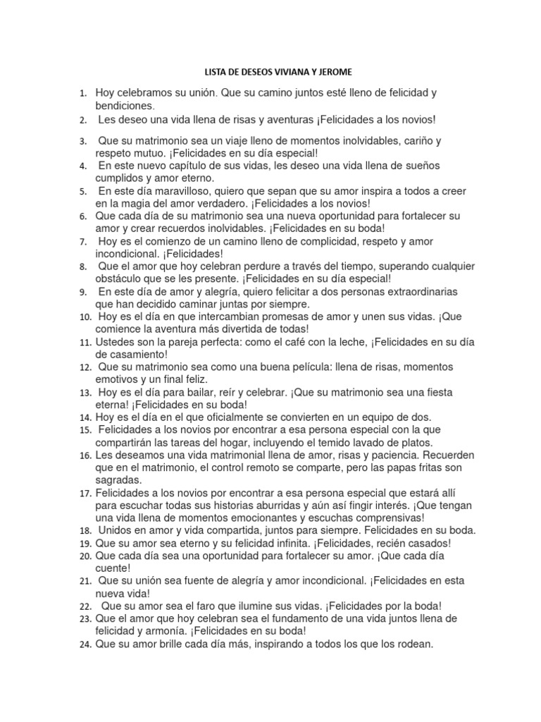 Lista de Deseos para Boda | PDF | Amor | Boda