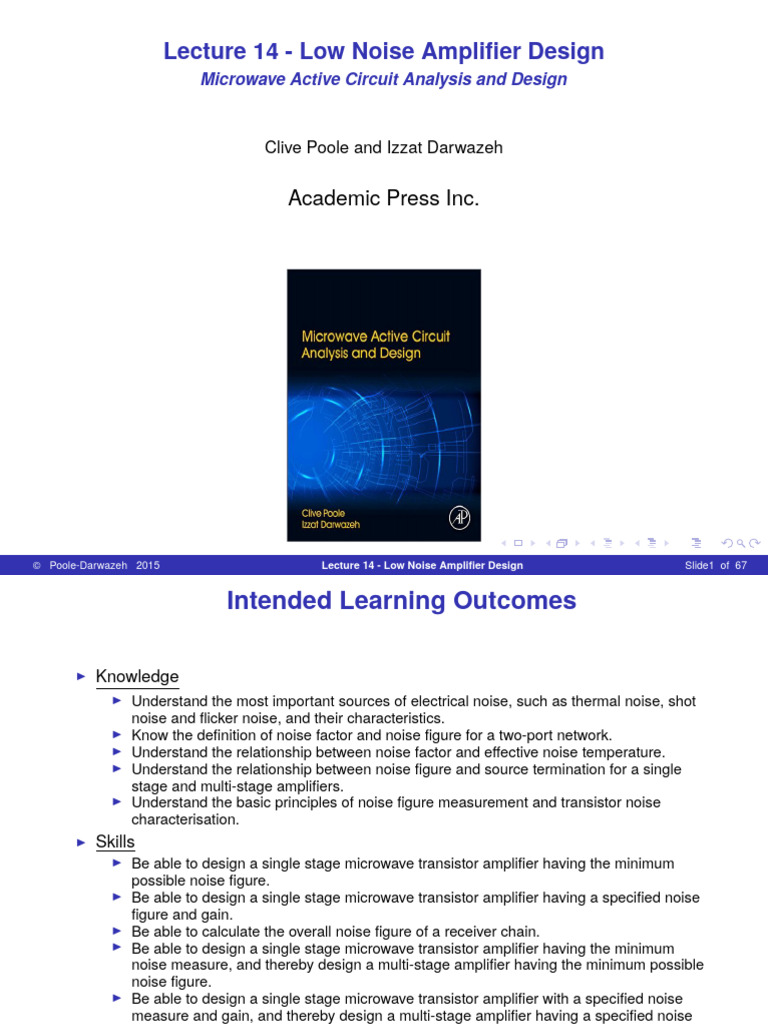 Lecture 14 Low Noise Amplifier Design | PDF | Amplifier | Resistor