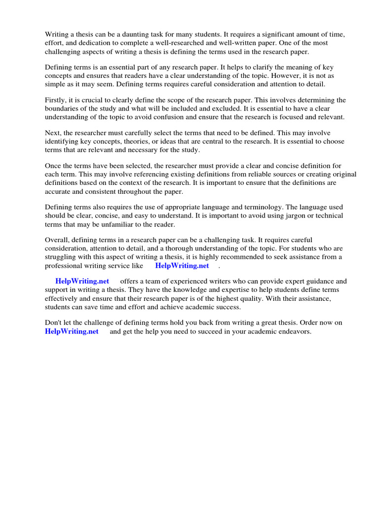 Definition of Terms in Research Paper | PDF | Information | Academic ...