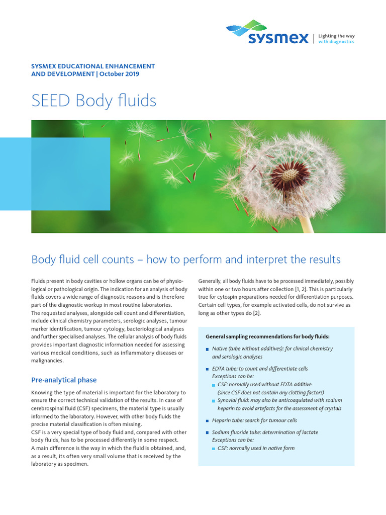 Sysmex Educational Enhancement and Development SEED Body Fluids | PDF | White Blood Cell ...
