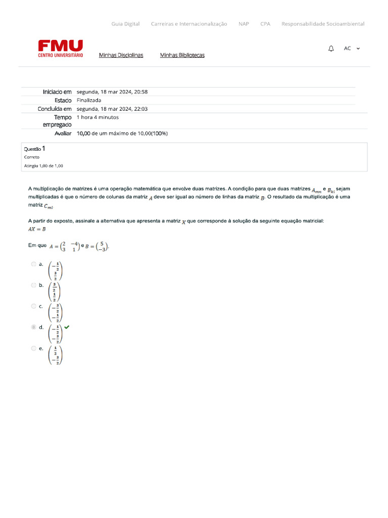 ATIVIDADE 1 (A1) ÁLGEBRA LINEAR COMPUTACIONAL_Nota 10 | PDF