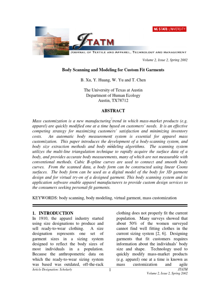 Body Scanning for Custom Garment Fit | PDF | Clothing