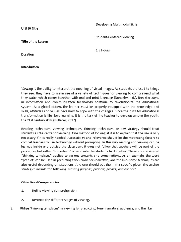 Viewing Techniques for Critical Analysis | PDF | Reading Comprehension ...