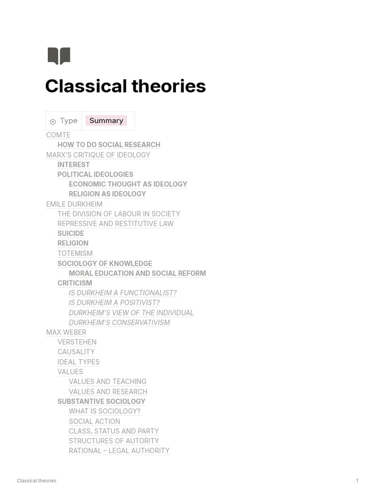 Classical Theories of Social Sciences | PDF | Émile Durkheim | Sociology