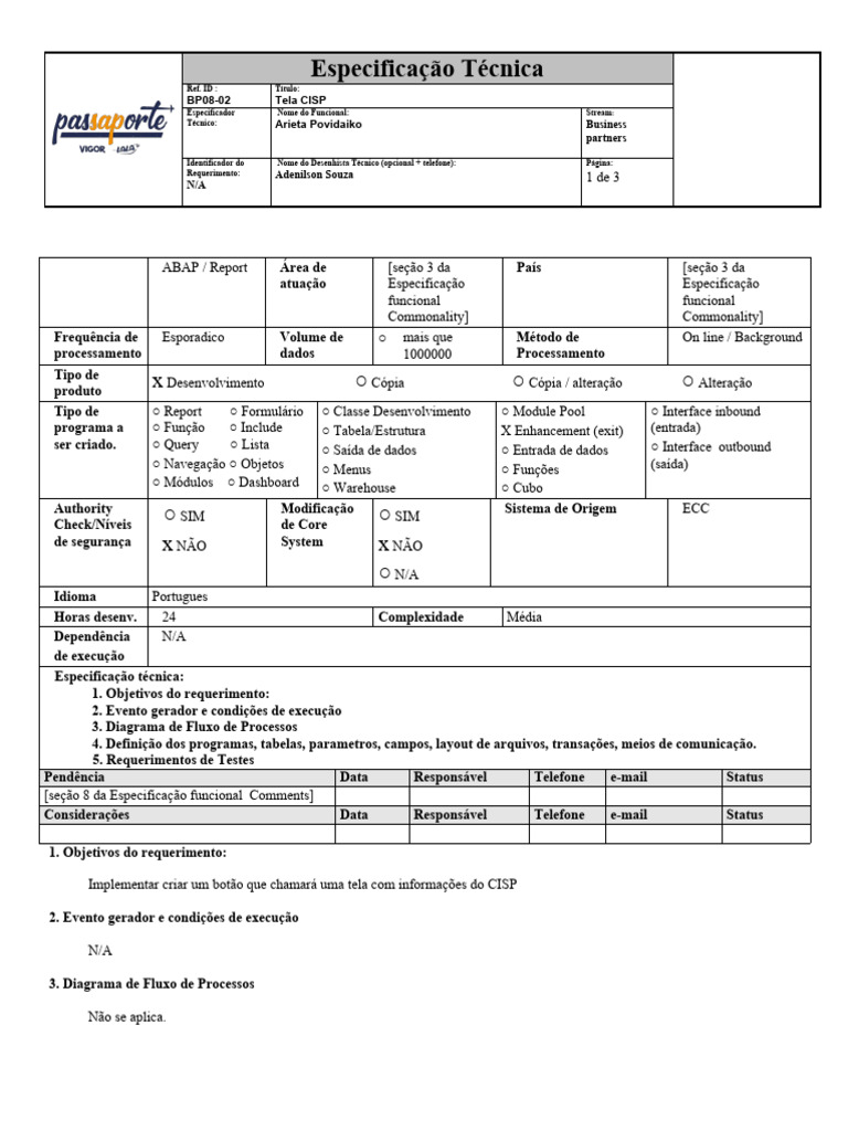 Passaporte - Especificac ºa Âo Te Ücnica - BP - GAPs BP08-01 BP08-02 GAP - I-79 GAP - I-80-Tela ...