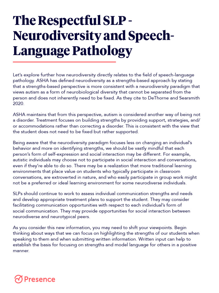 Respectful Speech in Neurodiverse SLP | PDF | Human Communication ...