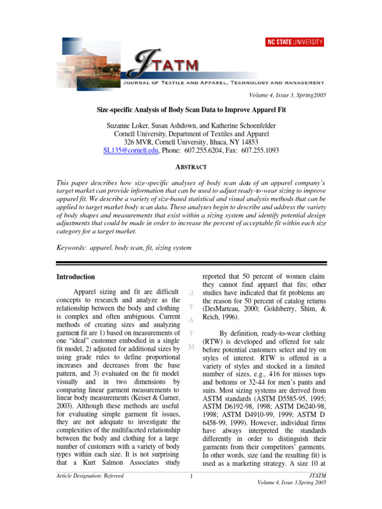 Size-Specific Analysis of Body Scan Data To Improve Apparel Fit ...