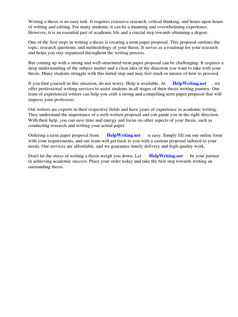 Sample of A Term Paper Proposal | PDF | Thesis | Academic Publishing