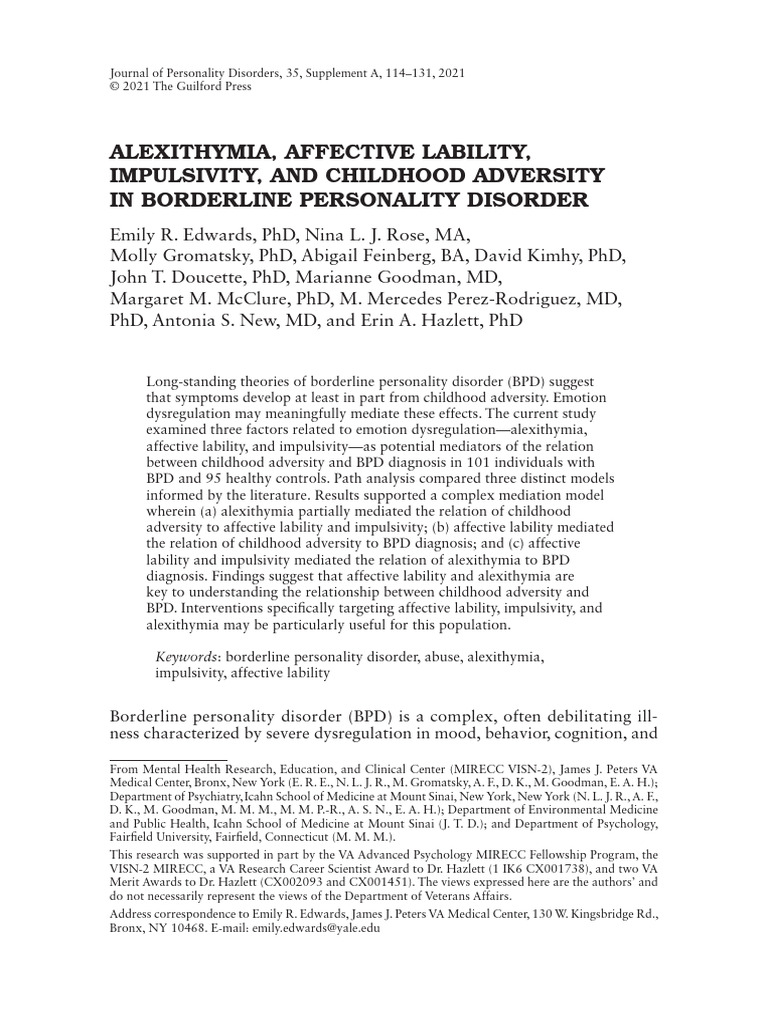 Edwards Et Al, 2021 | PDF | Borderline Personality Disorder | Mental ...