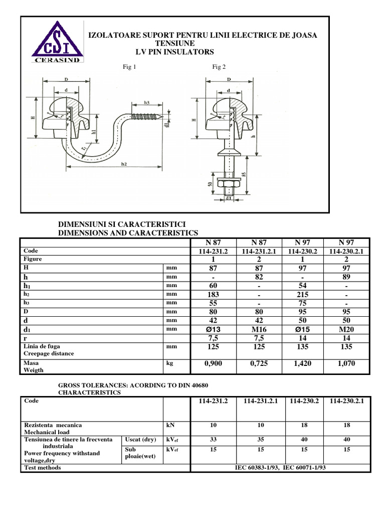 LV Pin Insulators N87 N87 N97 N97 | PDF | Insulator (Electricity ...