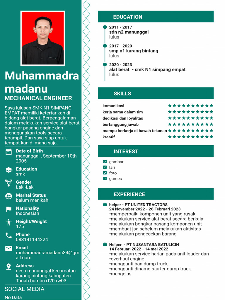 CV Muhammad Ramadanu | PDF