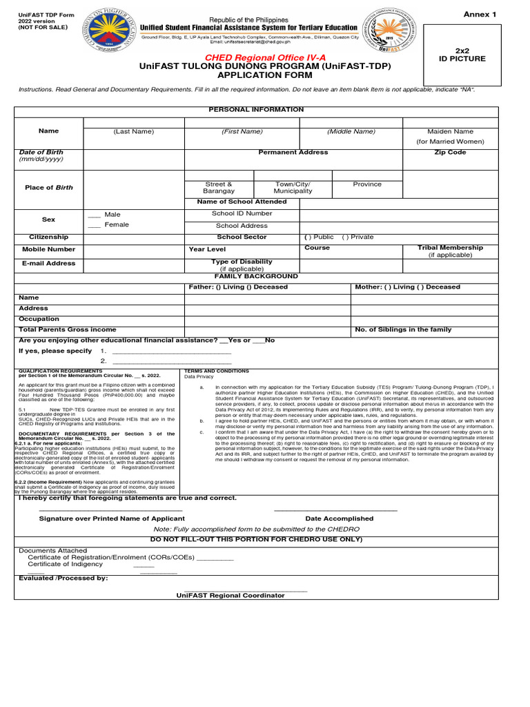 Annex 1 TDP Application Form | PDF | Justice | Crime & Violence