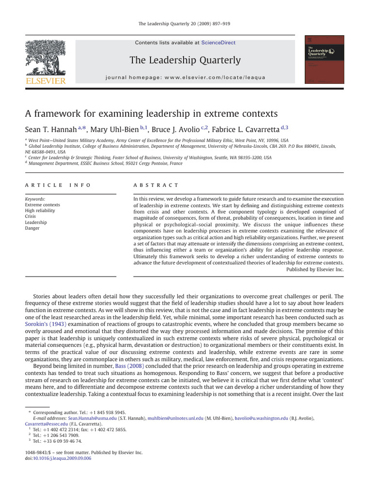 Leadership Framework for Extreme Contexts | PDF | Leadership ...