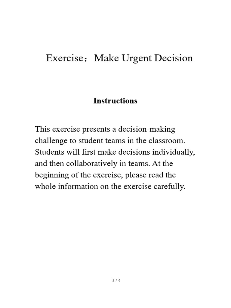 Urgent Decision-Making Exercise Guide | PDF | Decision Making