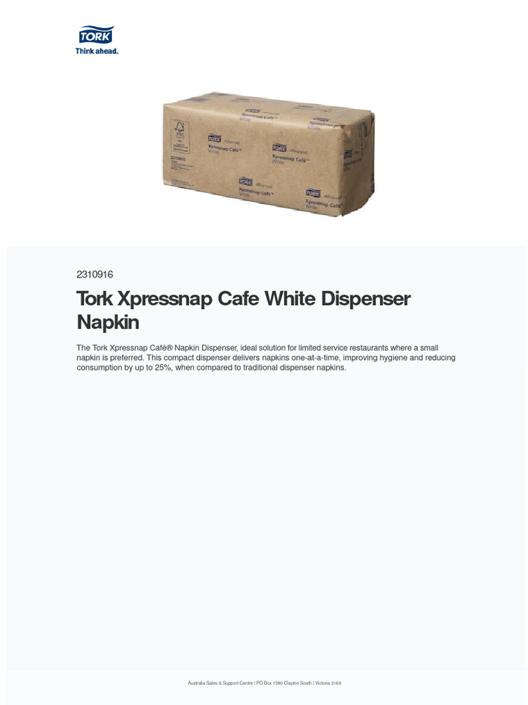 Tork Xpressnap Cafe White Dispenser Napkin | PDF | Freight Transport