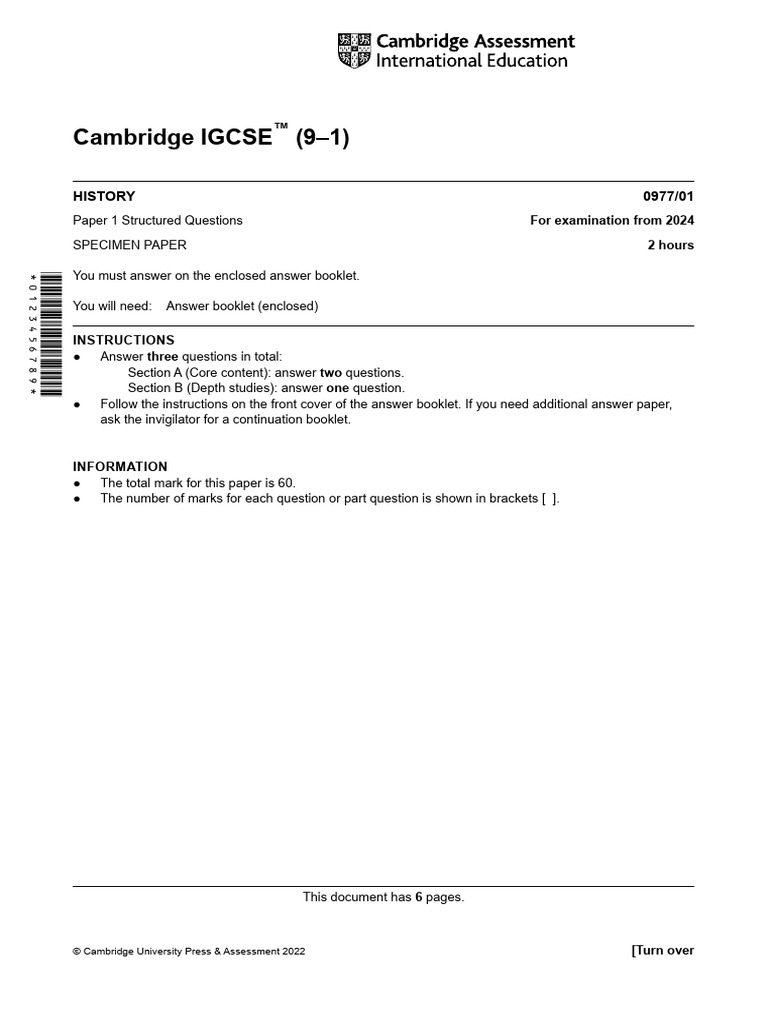 2024 Specimen Paper 1 | PDF | Nazi Germany | Soviet Union