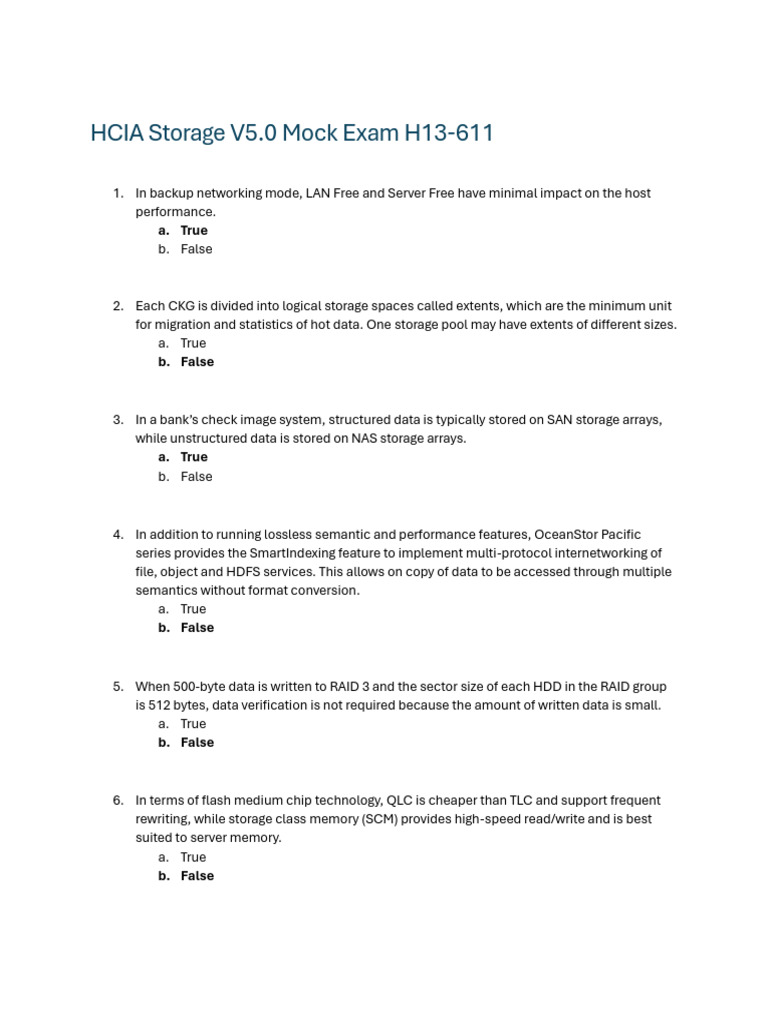 HCIA Storage V5 Mock Exam 1 | PDF | Computer Data Storage | Disk Storage HCIA Storage V5 Mock Exam 1 | PDF | Computer Data Storage | Disk Storage