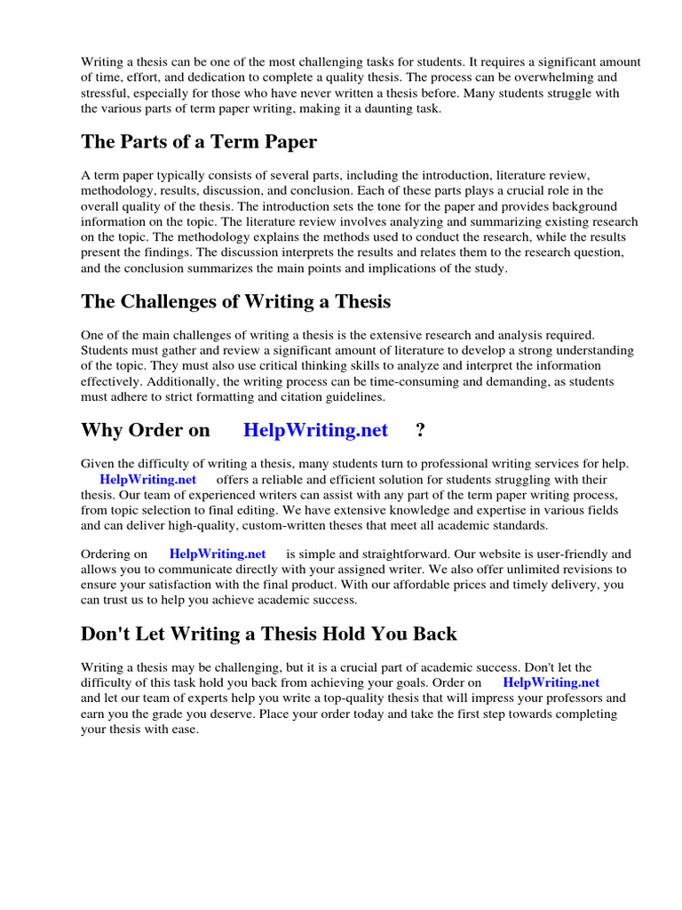 Parts of Term Paper Writing | PDF | Essays | Thesis