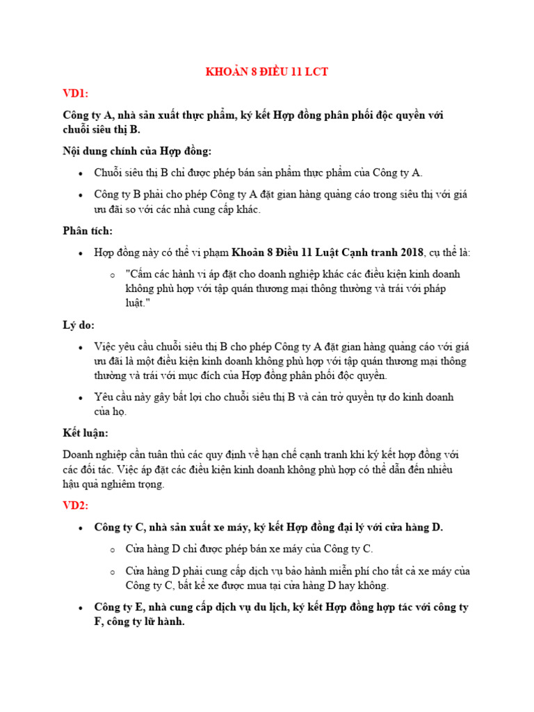 Khoản 8 Điều 11 Lct VD1 | PDF
