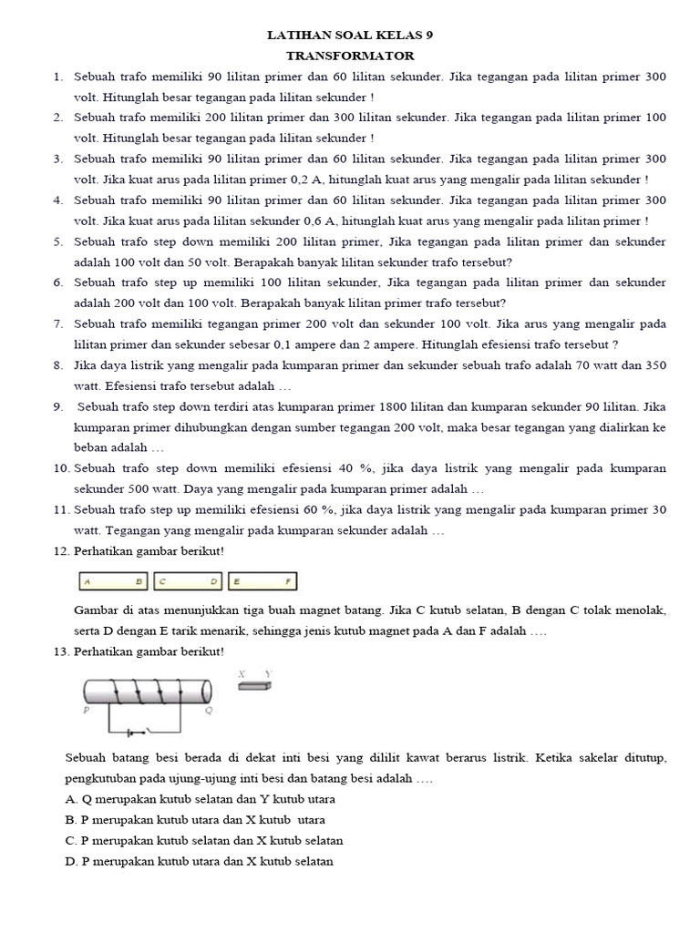 Latihan Soal Kelas 9 Transformator | PDF