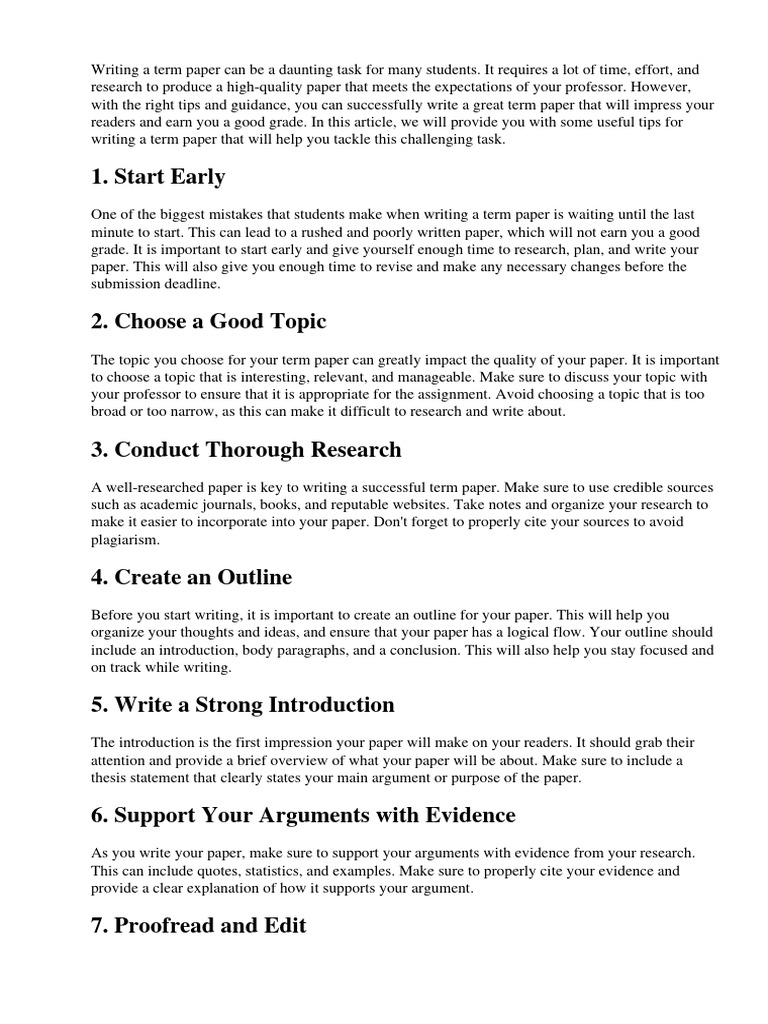 Tips For Writing A Term Paper | PDF | Proofreading | Argument