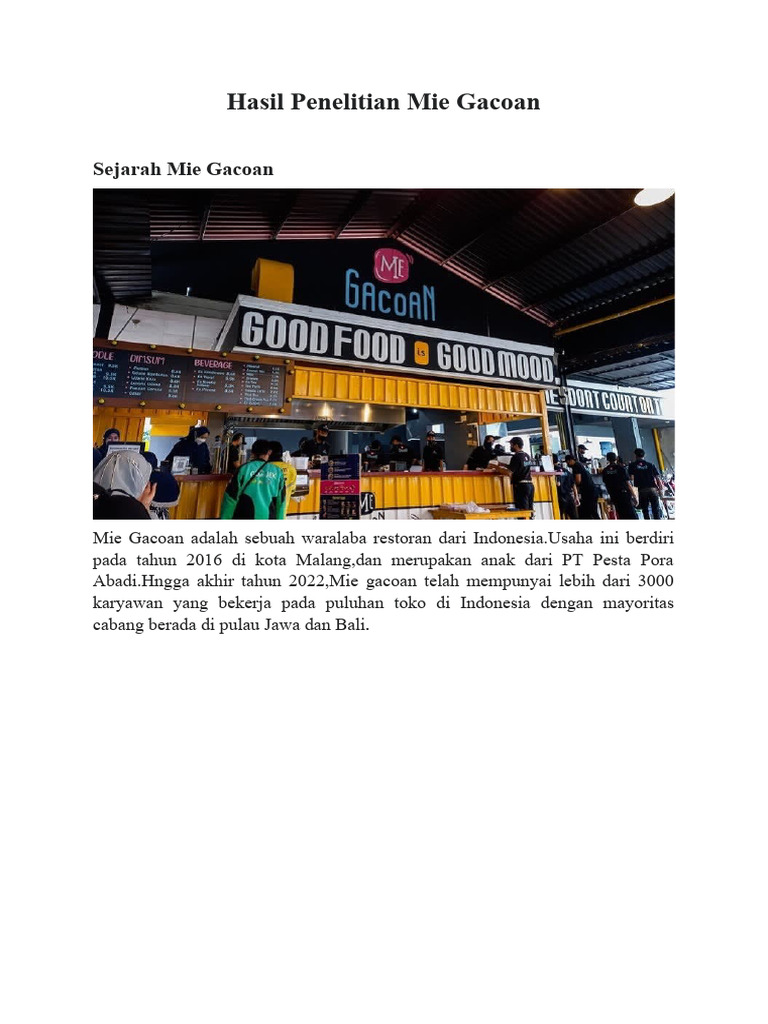 Hasil Penelitian Mie Gacoan | PDF | Bisnis