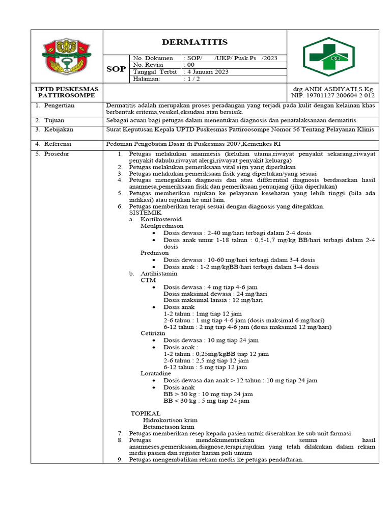 Poli Umum 17 (Peny-Sop Dermatitis) | PDF