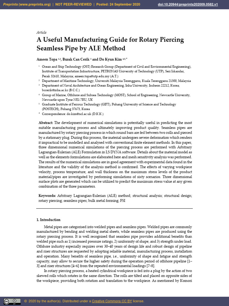 Rotary Piercing for Seamless Pipe Manufacturing | PDF | Deformation ...
