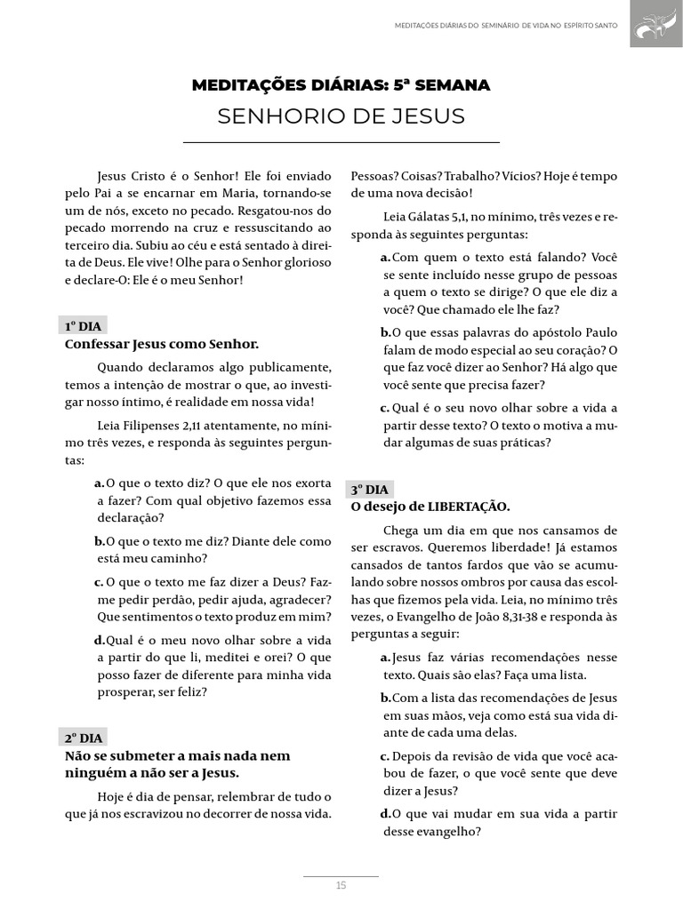 Senhorio de Jesus | Download grátis PDF | Jesus | Espírito Santo (religião)