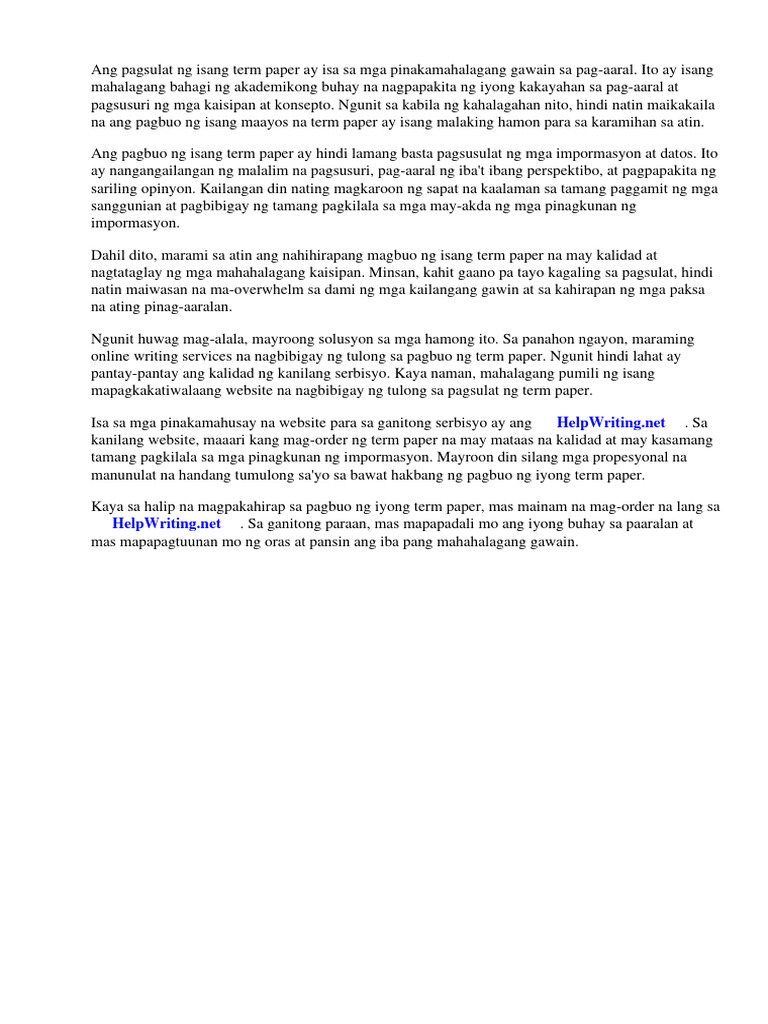 Mga Paksa NG Term Paper | PDF