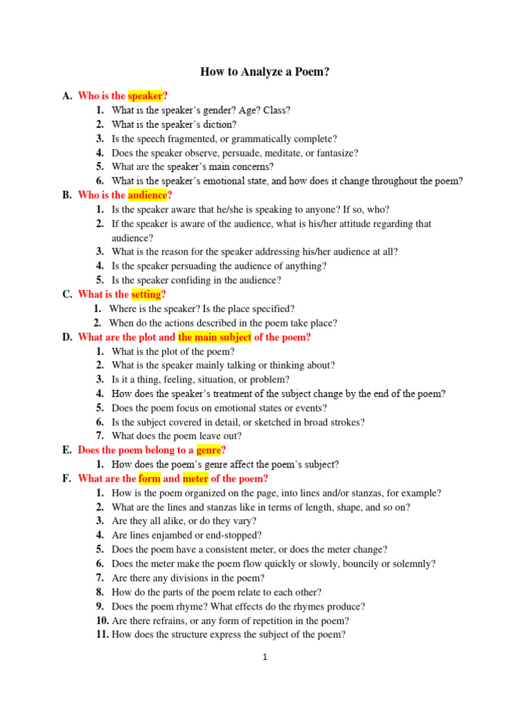 How To Analyze A Poem | Download Free PDF | Poetry | Emotions