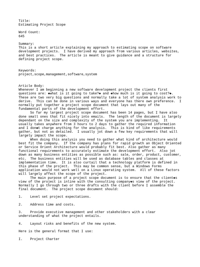 Estimating_Project_Scope | PDF | Scope (Computer Science) | System