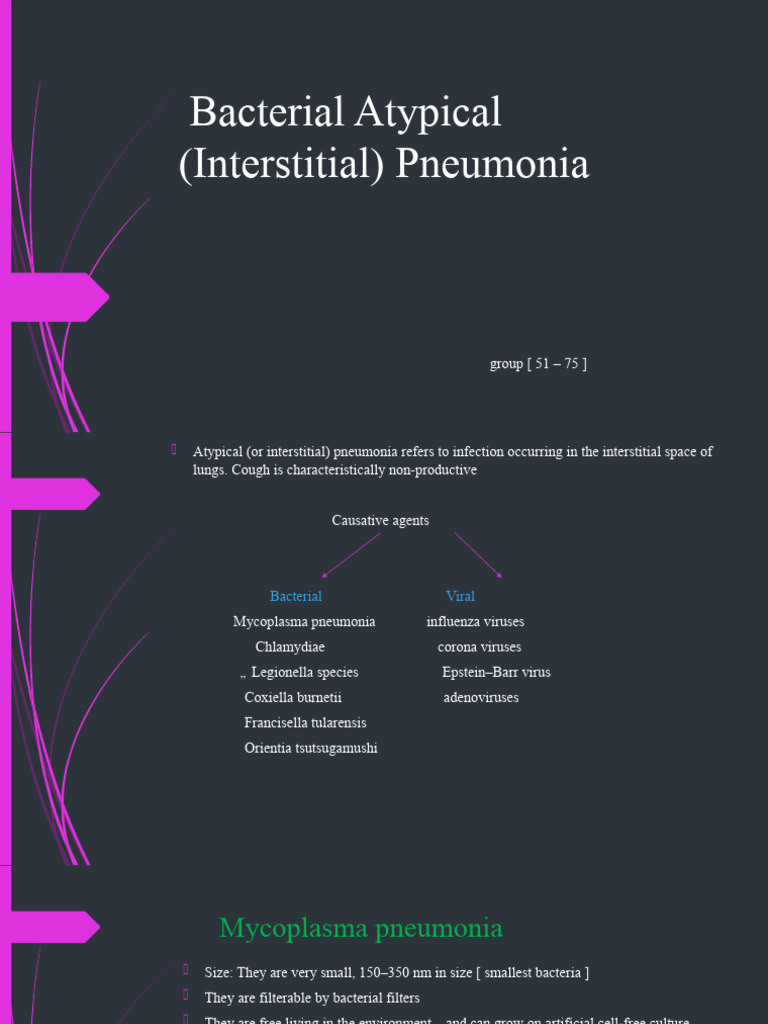 Bacterial Atypical Pneumonia Overview | PDF | Pneumonia | Mycoplasma