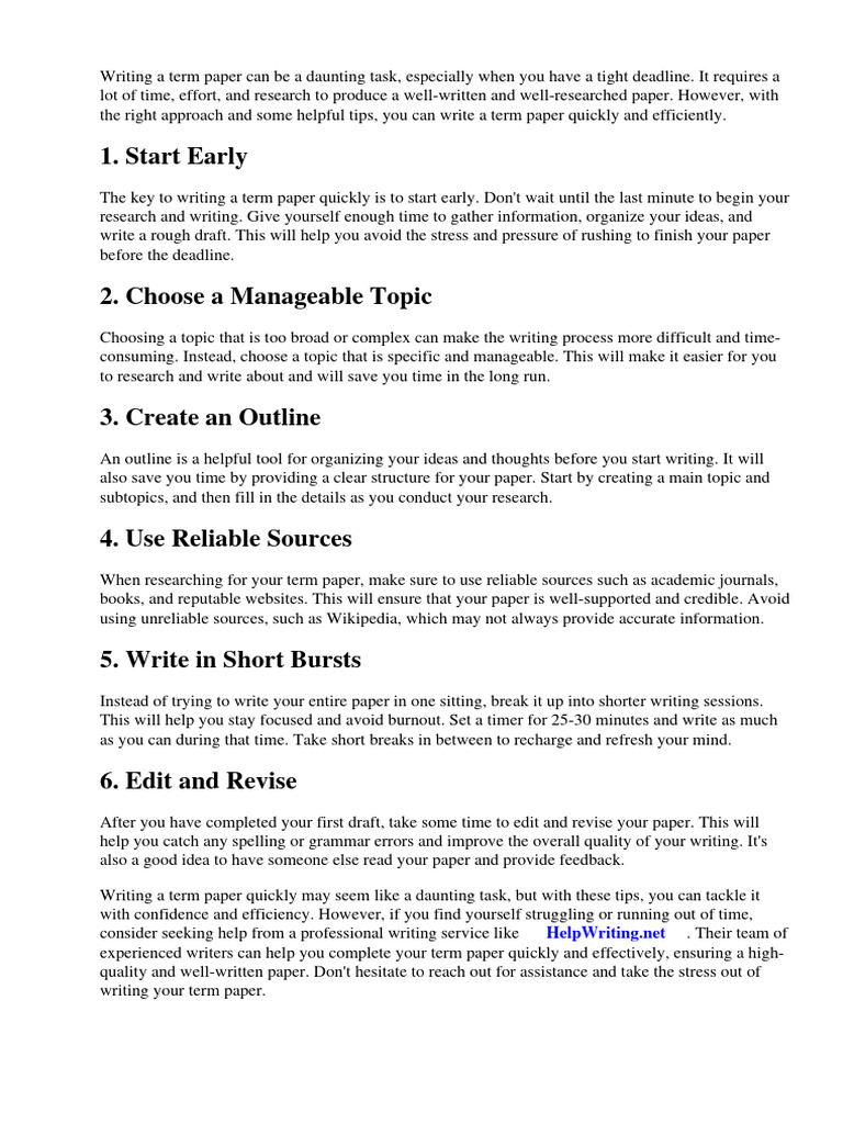 How To Write A Term Paper Quickly | PDF | Plagiarism | Thesis