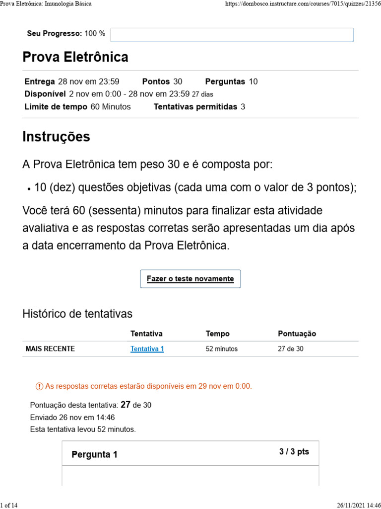 Prova - EletrÃ Nica - Imunologia - BÃ¡sica | PDF | Sistema imunológico | Imunologia