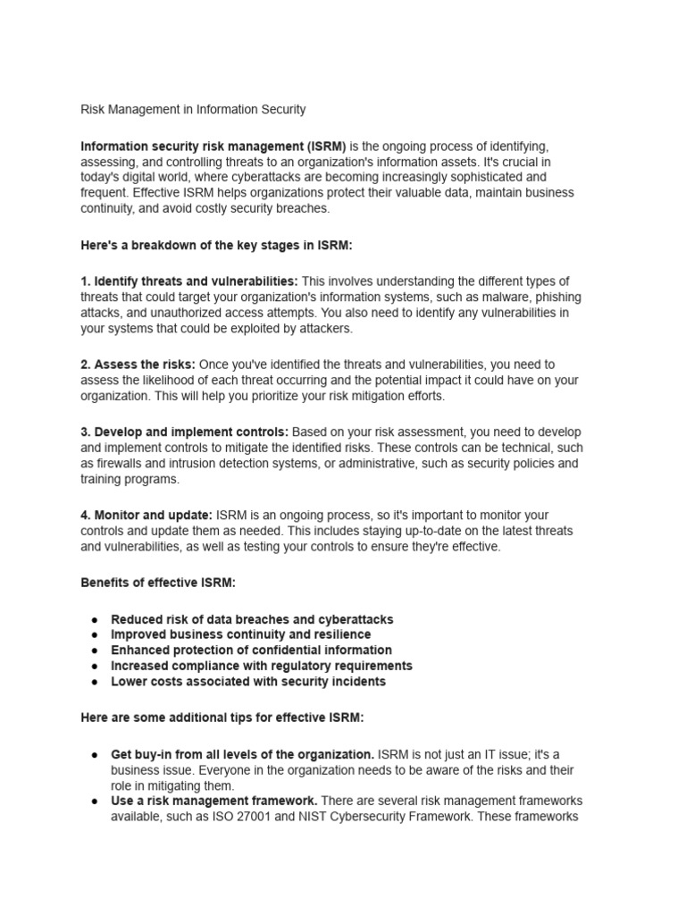 Risk Management in Information Security | PDF | Security | Computer Security