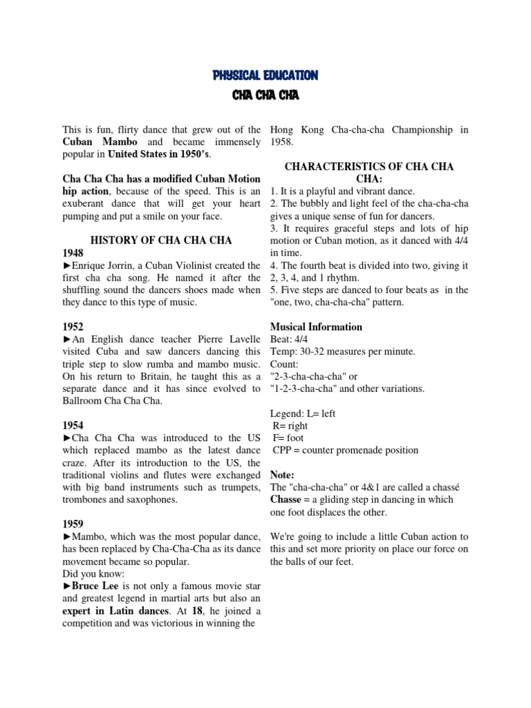 History of the Cha Cha Dance | PDF | Competitive Dance | Dances