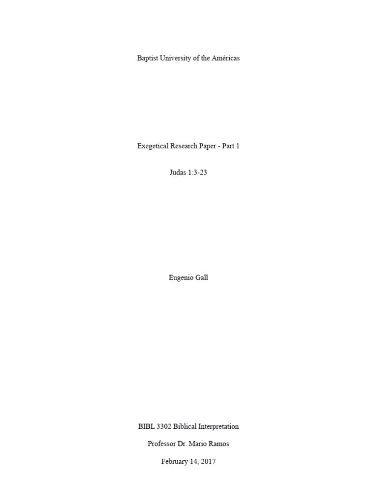 Gall - The Letter of Jude - Exegetical - Research - Paper | Download ...