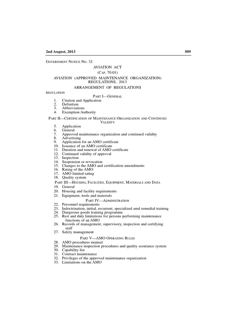 Aviation Regulations, 2013 APPROVED MAINTENANCE ORGANISATION | PDF ... Aviation Regulations, 2013 APPROVED MAINTENANCE ORGANISATION | PDF ...