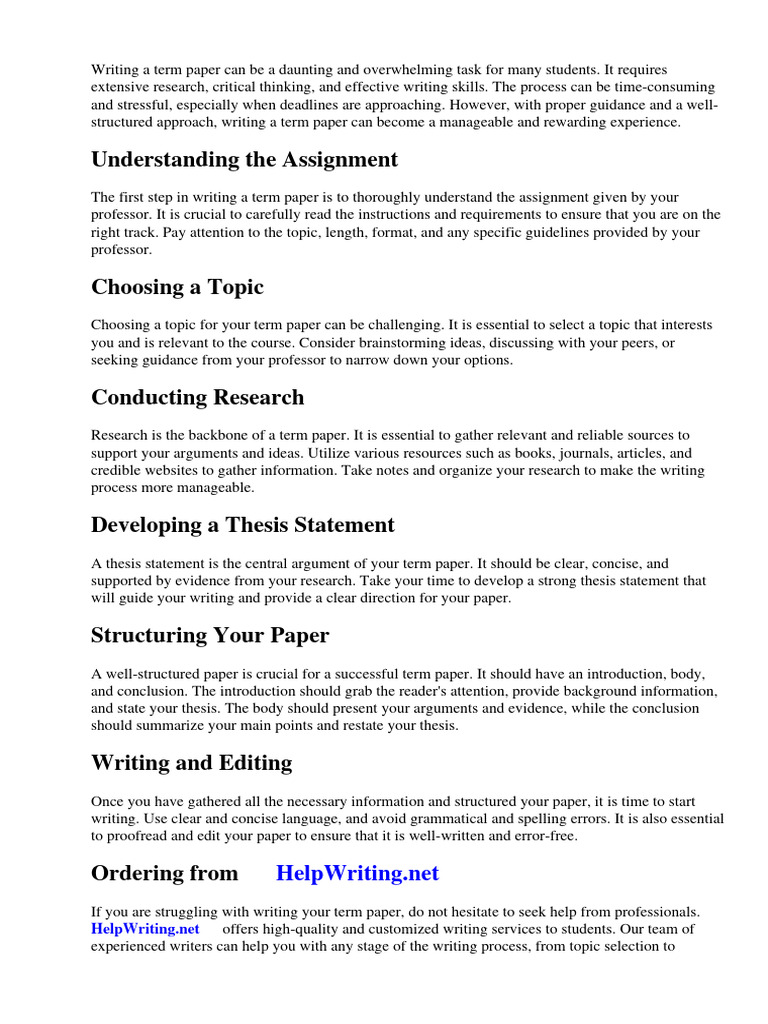 Guideline For Writing Term Paper | PDF | Proofreading | Academic Publishing