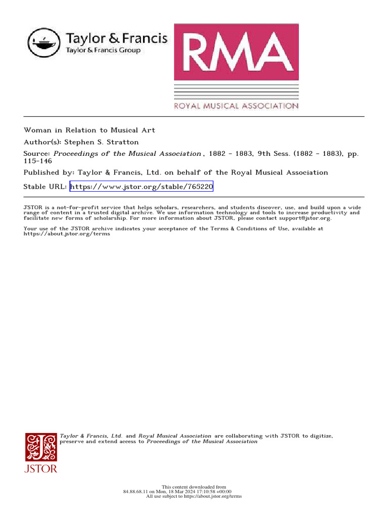 Stephen Stratton (1882) Woman in Relation To Musical Art | PDF | Genius ...