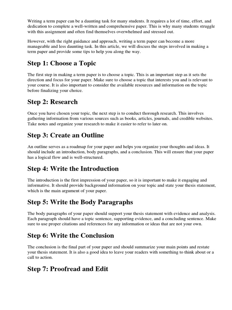 Steps in Making A Term Paper | PDF | Essays | Thesis
