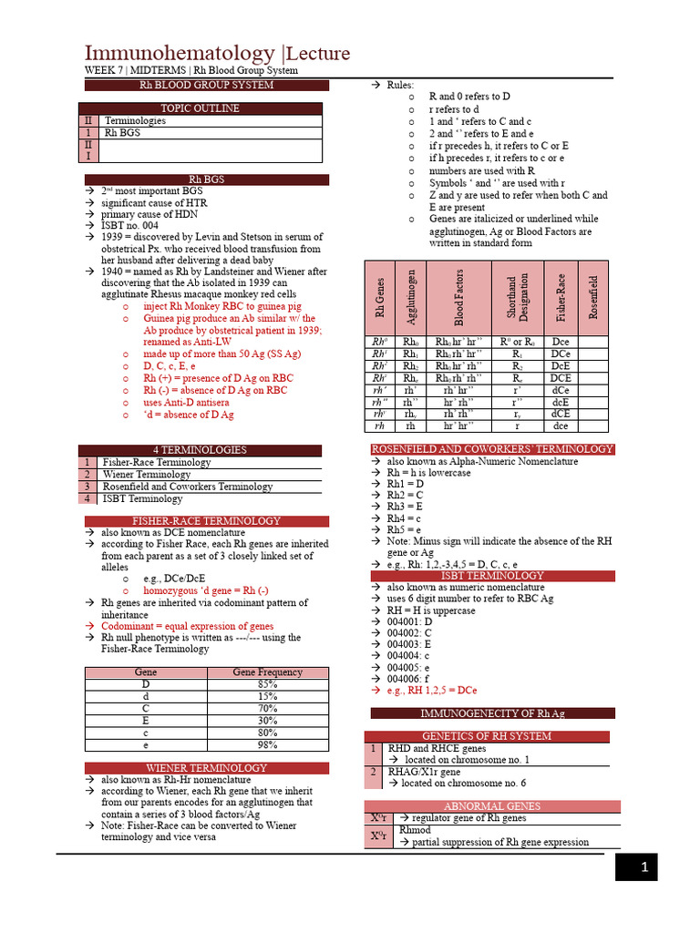 RH Blood Group System | PDF | Immunology | Hematology