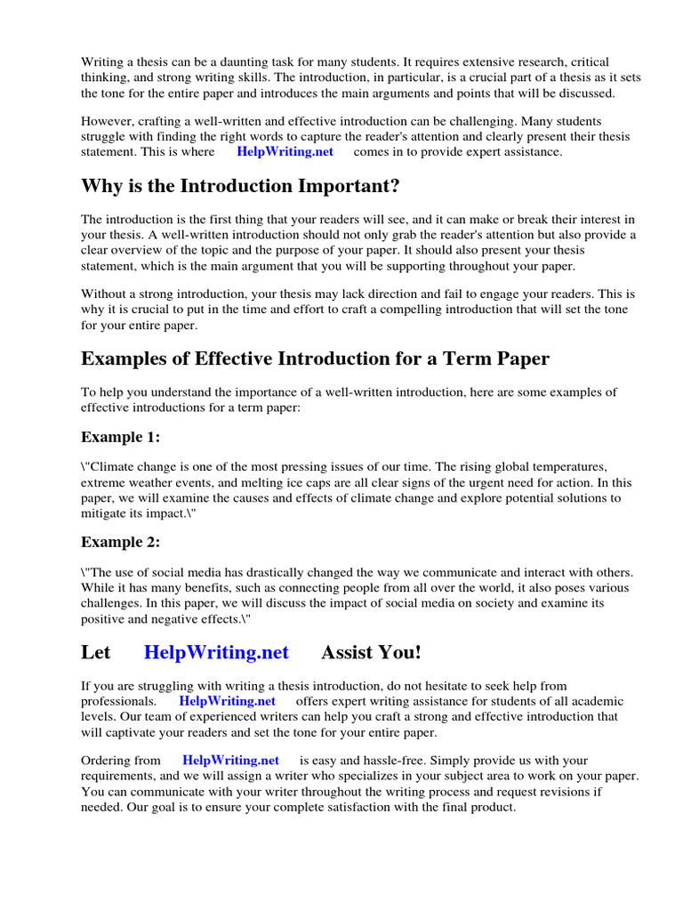Term Paper Introduction Examples | Download Free PDF | Essays ...
