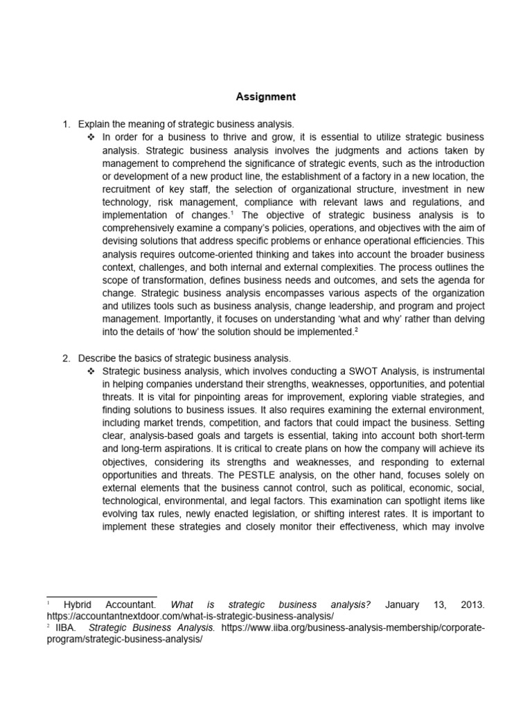 SBA Assignment | PDF | Business Analysis | Business
