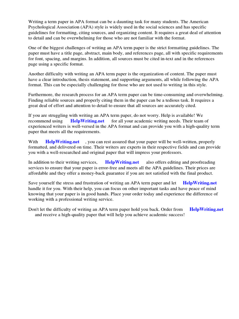 Apa Term Paper Example | PDF | Apa Style | Academic Publishing